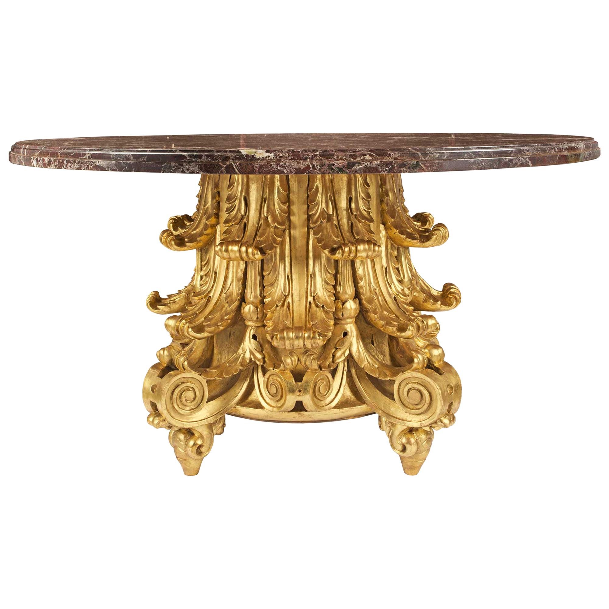 Italian 19th Century Baroque Style Giltwood and Glass Cocktail Table ...