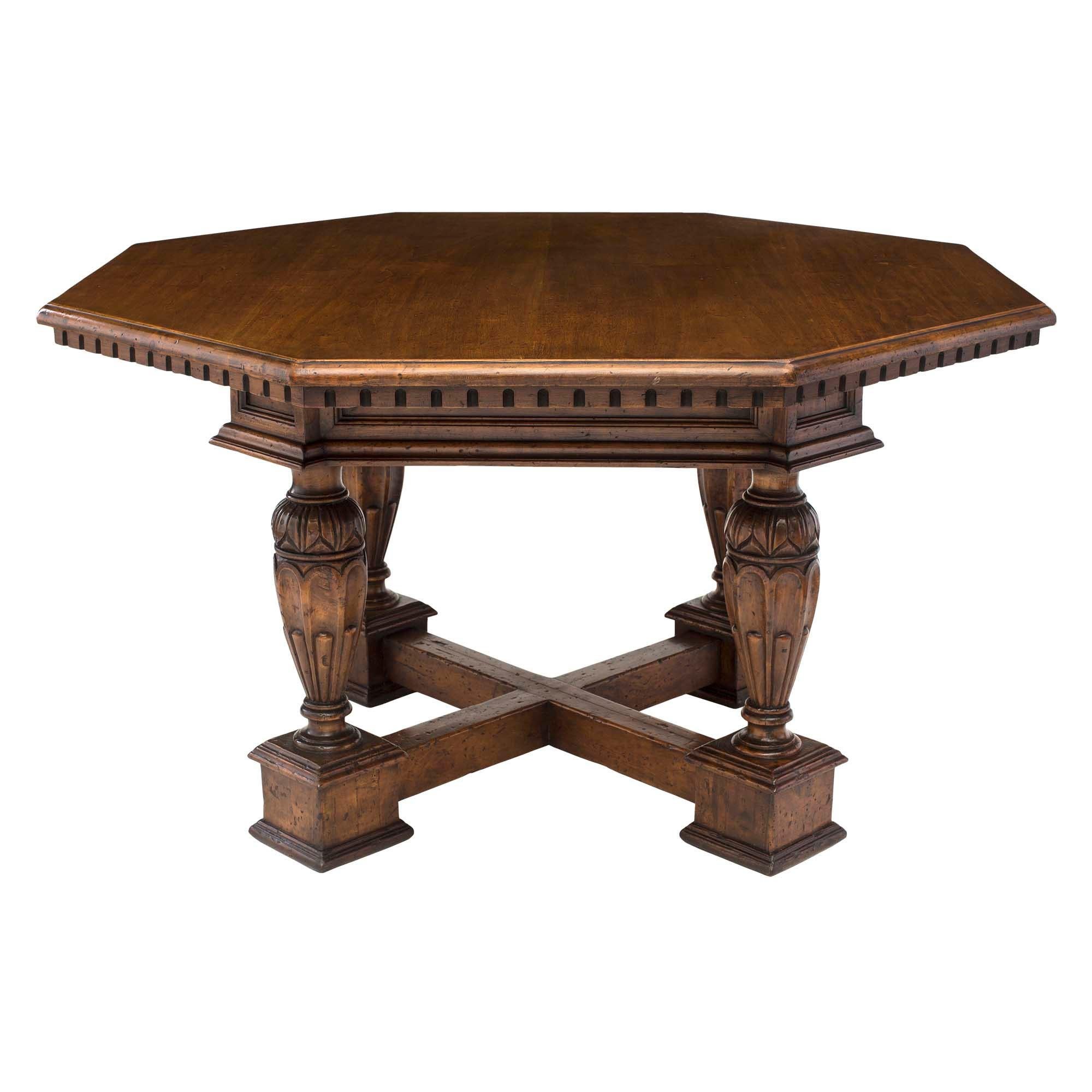 17th Century Antique Tuscan Carved Walnut Octagonal Center Table at 1stDibs