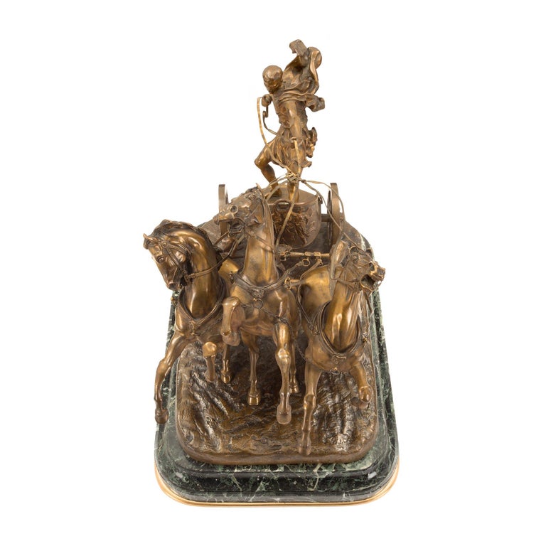 Italian 19th Century Patinated Bronze and Marble Sculpture Signed ...