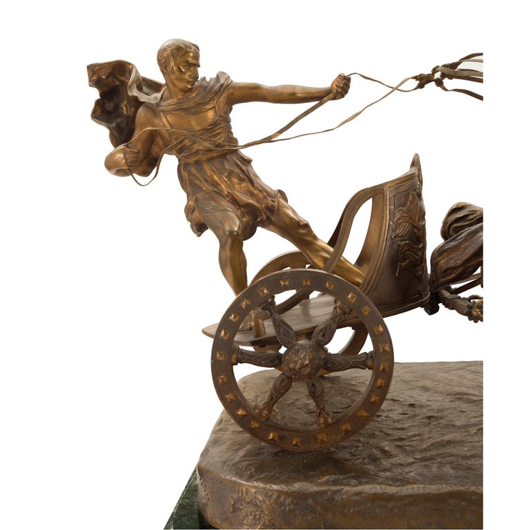 Italian 19th Century Patinated Bronze and Marble Sculpture Signed ...