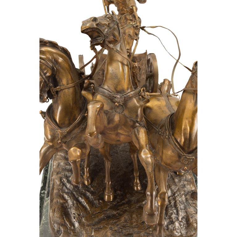 Italian 19th Century Patinated Bronze and Marble Sculpture Signed ...