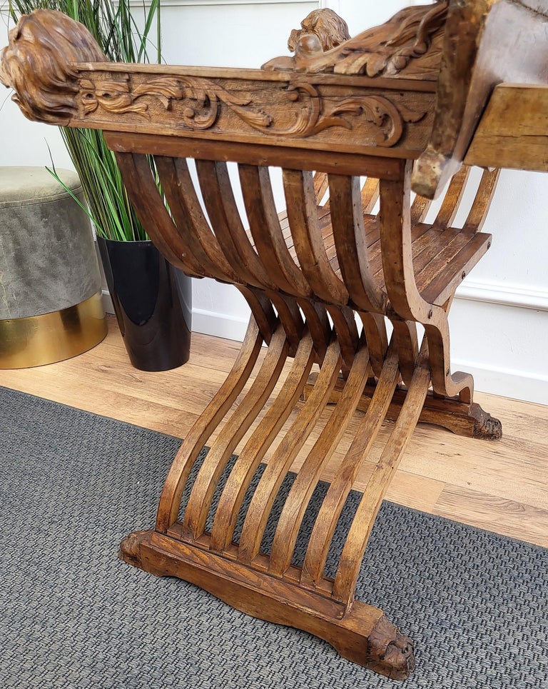 Italian 18th Century Renaissance Savonarola Chair in Amazingly Carved ...
