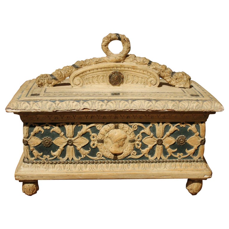 Italian 19th Century Renaissance Style Wood Lacquer and Painted Gesso ...