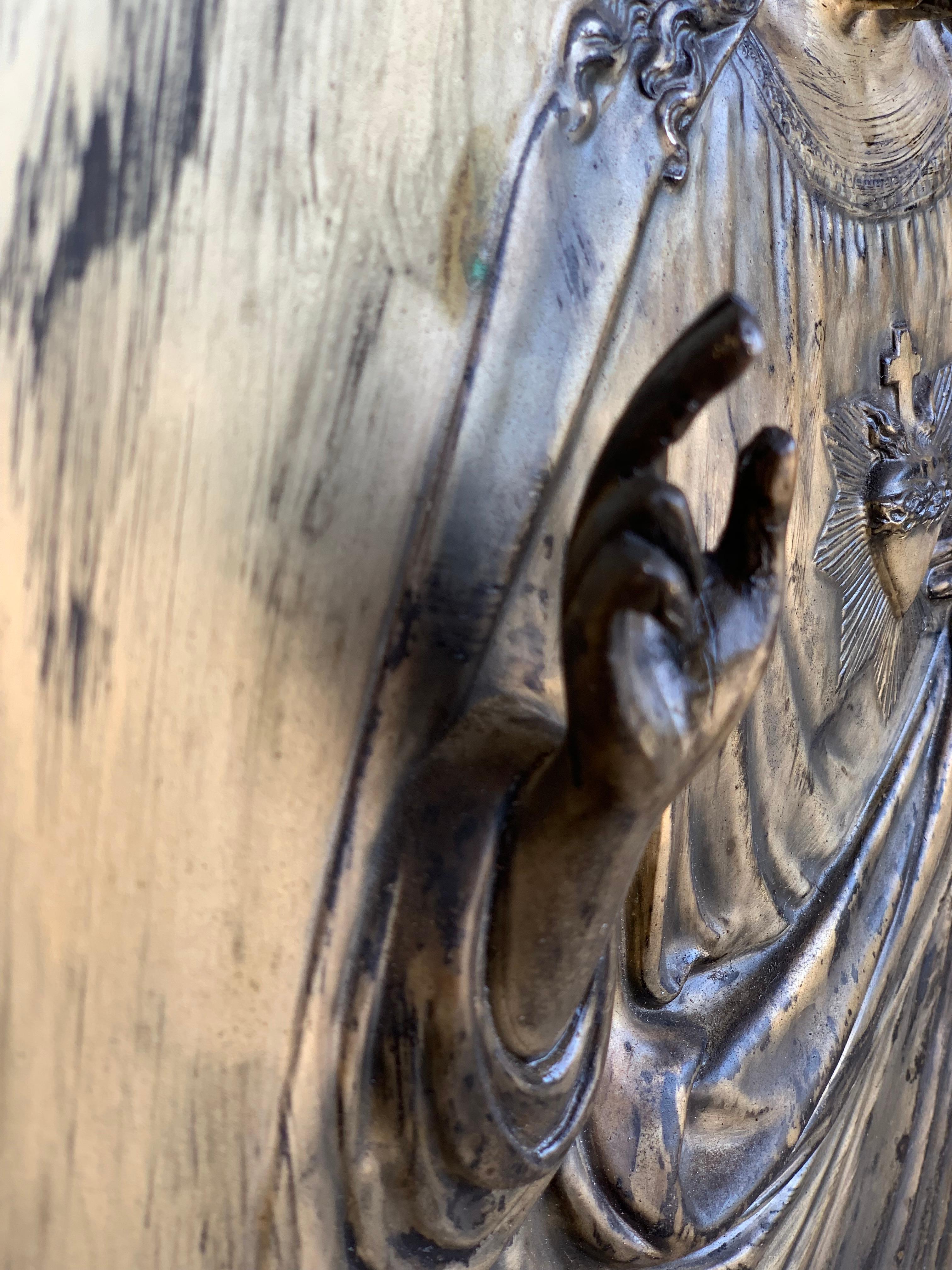 Italian 19th Century Repousse Brass Relief Panel of Christ with Carved ...