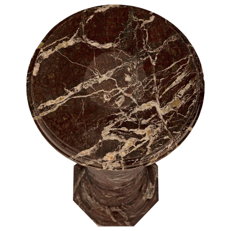 Italian 19th Century Rosso Levanto Marble Pedestal Column For Sale at ...
