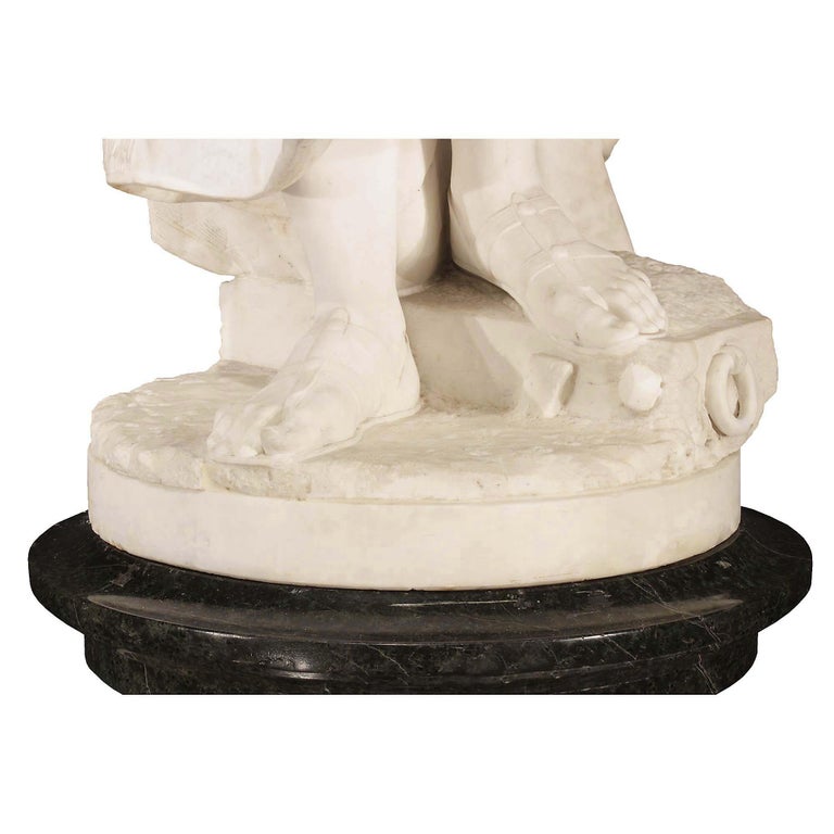 Italian 19th Century Solid White Carrera Marble Jael, Signed Guglielmo ...
