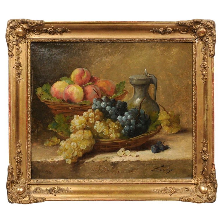 Italian 19th Century Still-Life Oil Painting Depicting Fruits, in ...