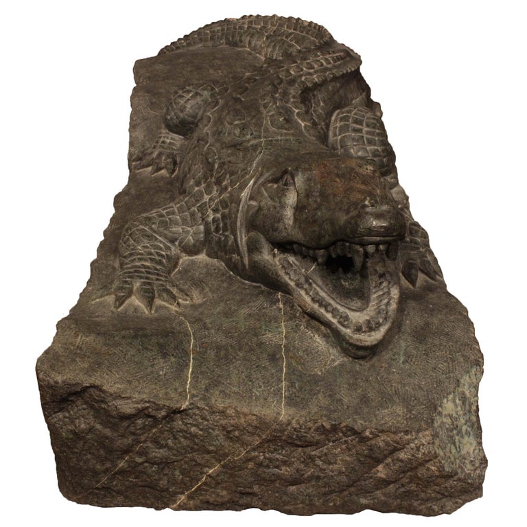 Italian 19th Century Verde Prato Marble Alligator Sculpture, from ...