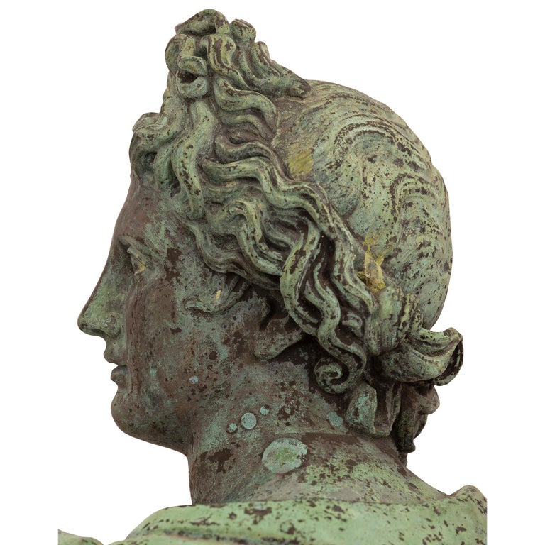 Italian 19th Century Verdigris Bronze Statue of Apollo For Sale at 1stDibs