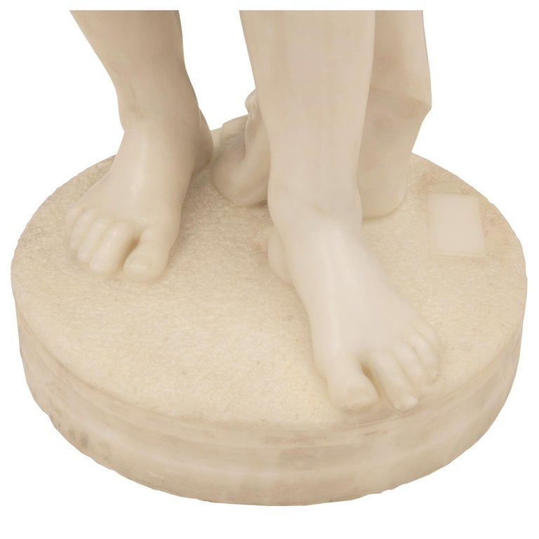 Italian 19th Century White Carrara Marble Statue of Young Cupid For ...