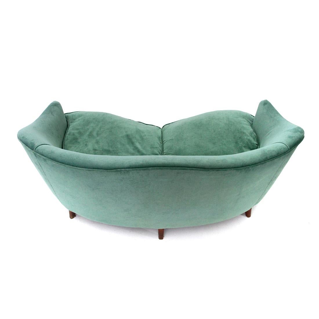 Italian 2-Seat Curved Green Velvet Sofa, 1950s For Sale at 1stDibs | 2 ...