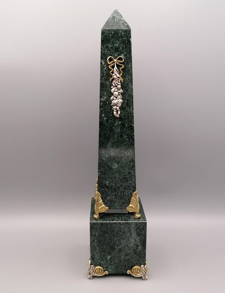 Italian 20th Century Green Marble and Sterling Silver Obelisks For Sale ...