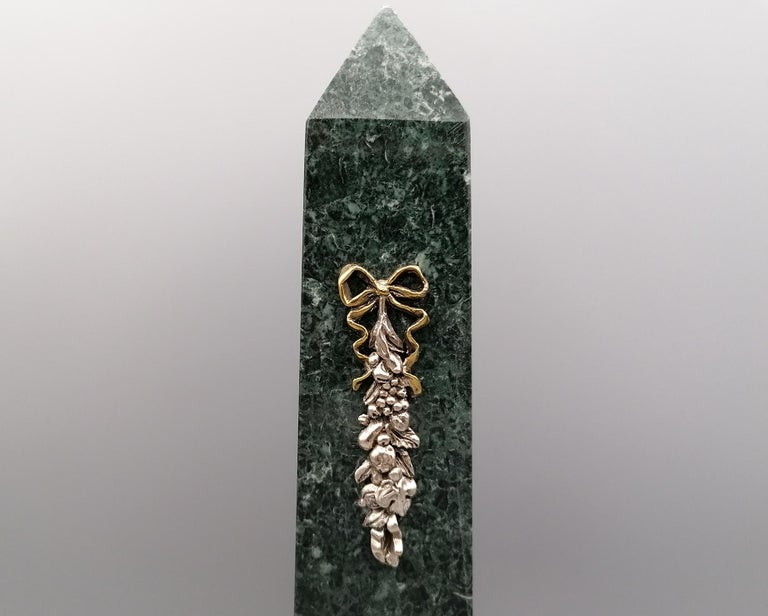Italian 20th Century Green Marble and Sterling Silver Obelisks For Sale ...