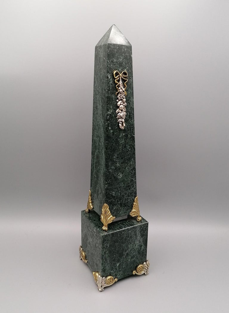 Italian 20th Century Green Marble and Sterling Silver Obelisks For Sale ...