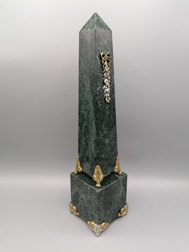 Italian 20th Century Green Marble and Sterling Silver Obelisks For Sale ...