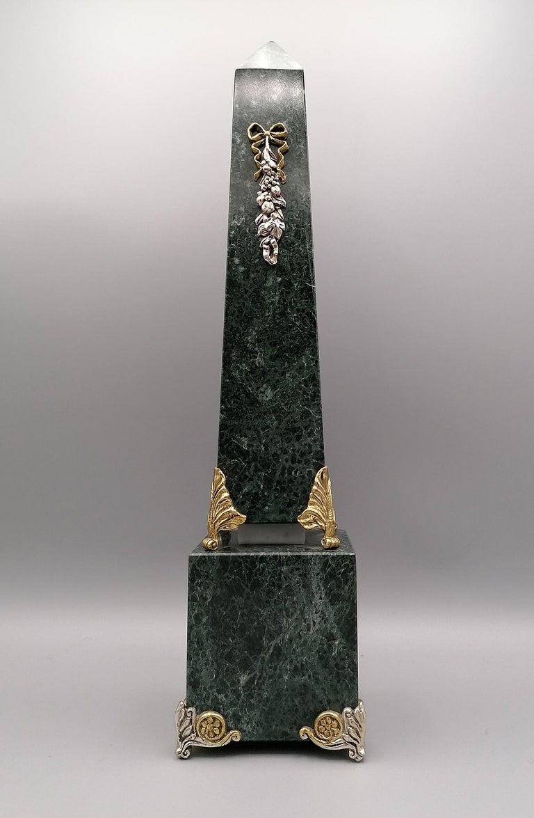 Italian 20th Century Green Marble and Sterling Silver Obelisks For Sale ...