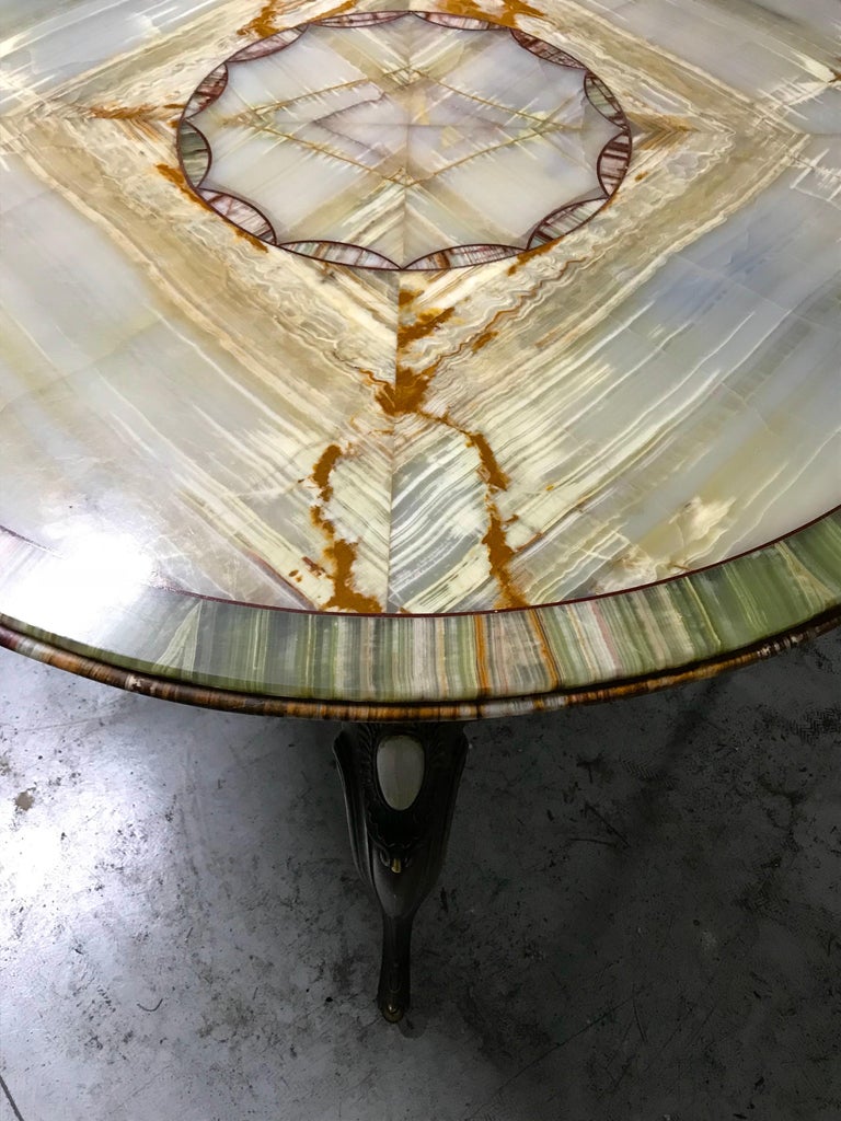 Italian 20th Century Round Book-Matched Multicolor Onyx Table With ...