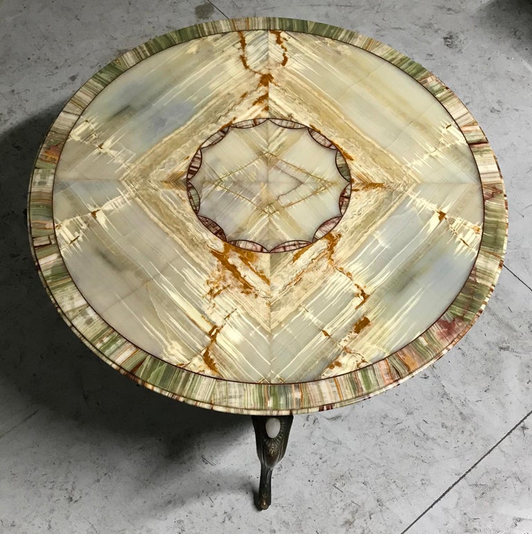 Italian 20th Century Round Book-Matched Multicolor Onyx Table With ...
