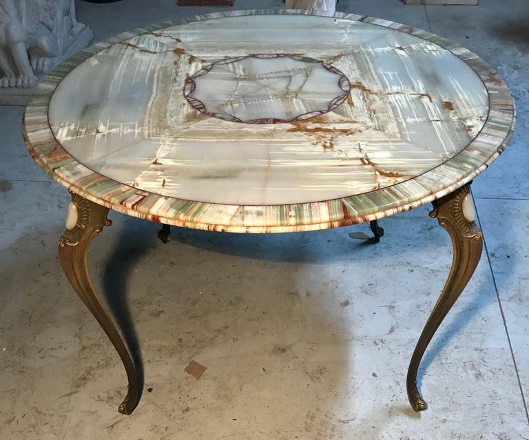 Italian 20th Century Round Book-Matched Multicolor Onyx Table With ...