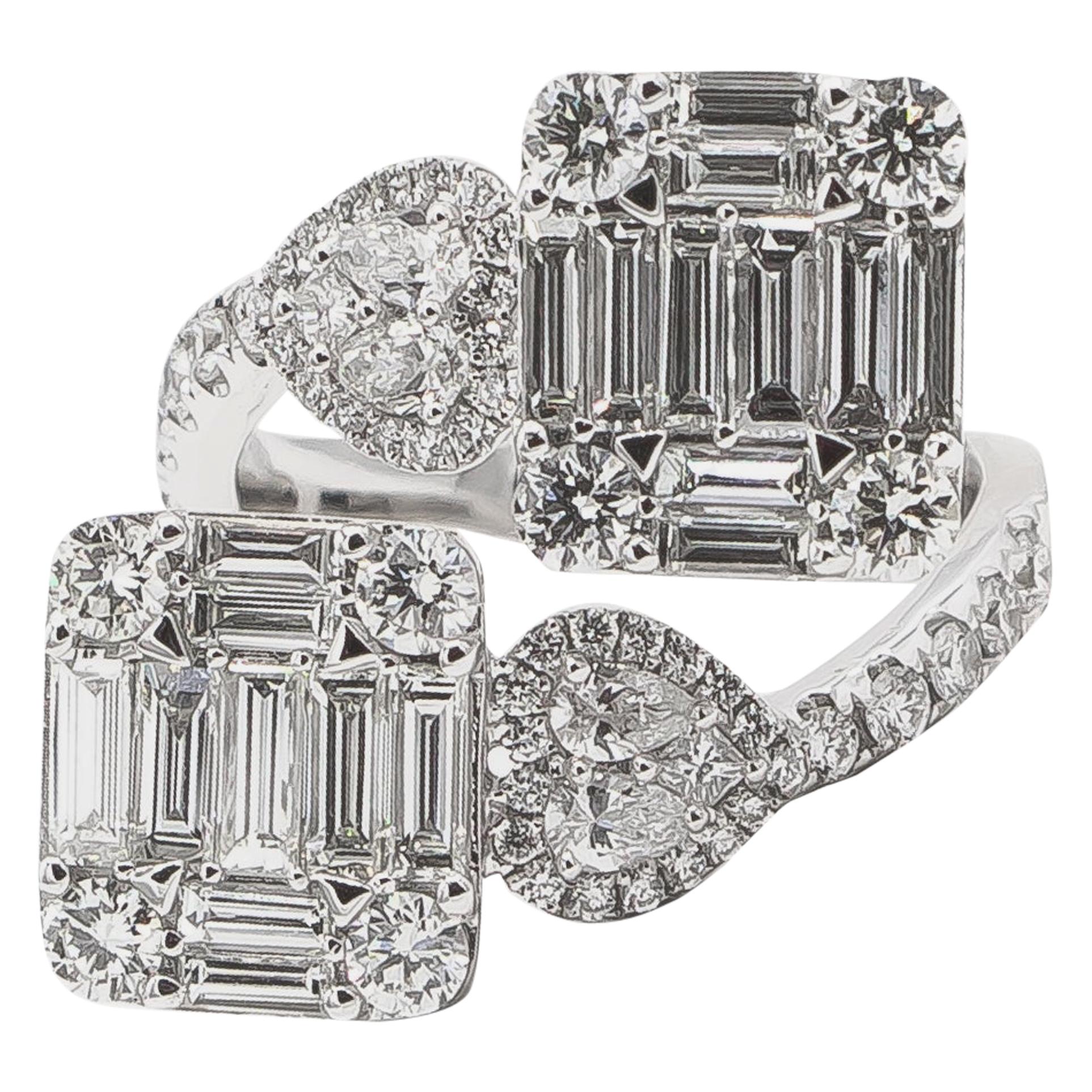 Italian 3.40 Carat Diamond Wrap Around Ring 18 Karat Gold at 1stDibs ...