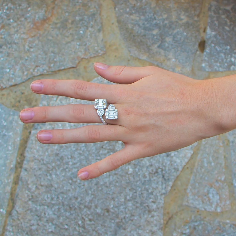 Italian 3.40 Carat Diamond Wrap Around Ring 18 Karat Gold at 1stDibs ...