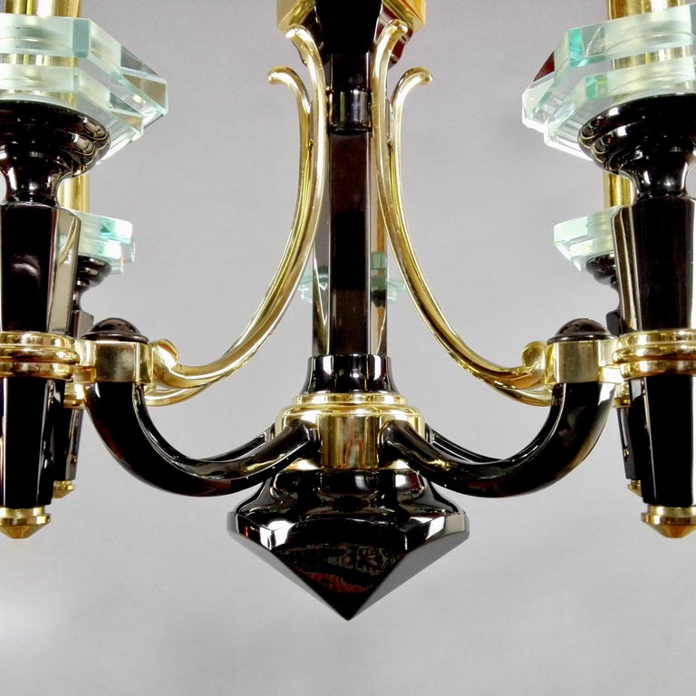 Lampart Milano attributable 70s Five-Light Chandelier, Solid Brass and ...