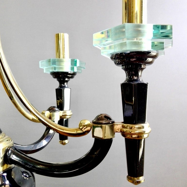 Lampart Milano attributable 70s Five-Light Chandelier, Solid Brass and ...