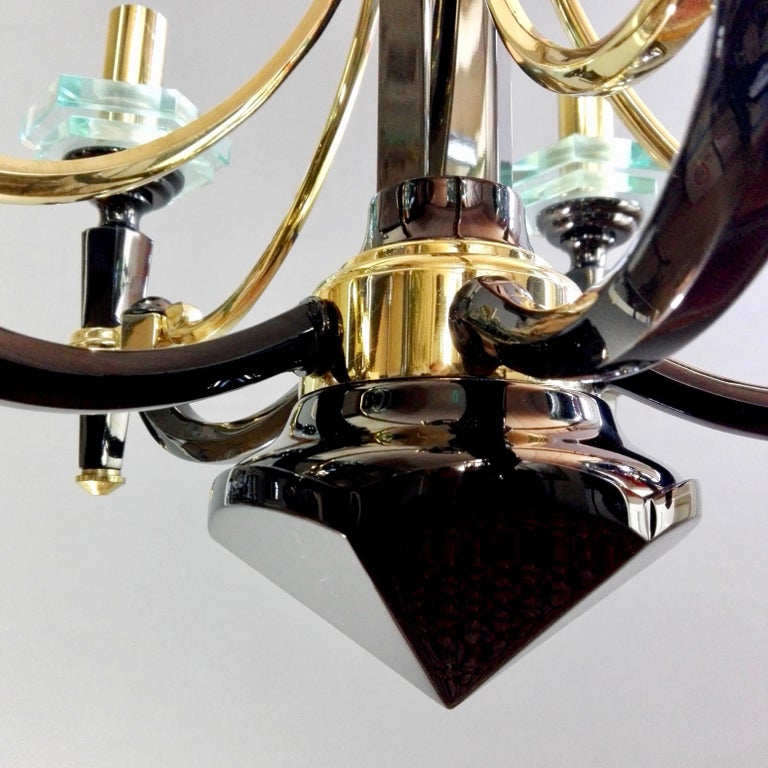 Lampart Milano attributable 70s Five-Light Chandelier, Solid Brass and ...