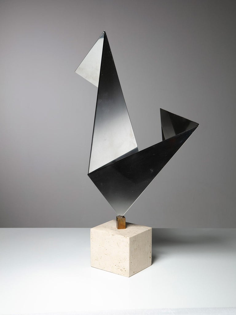Italian 70s Steel Sculpture For Sale at 1stDibs