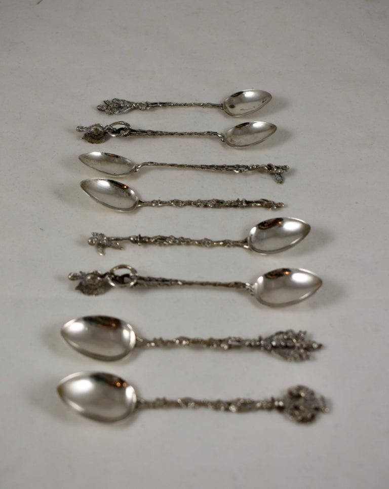 Italian 800 Silver Renaissance Style Figural Demitasse Spoons, Set of 8 ...