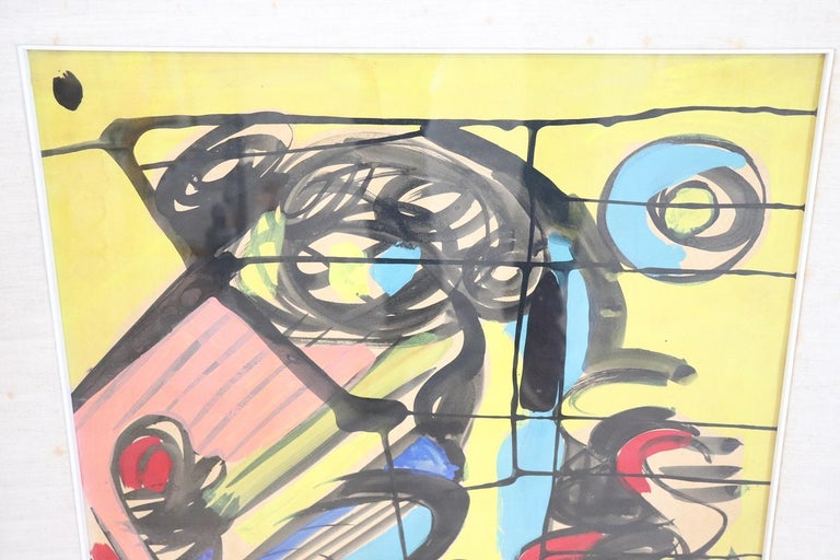 Italian Abstract Painting Acrylic on Cardboard, 1960s, Aldo Gentilini For Sale at 1stDibs