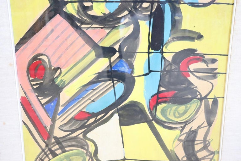 Italian Abstract Painting Acrylic on Cardboard, 1960s, Aldo Gentilini For Sale at 1stDibs