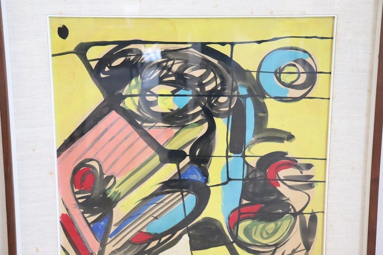 Italian Abstract Painting Acrylic on Cardboard, 1960s, Aldo Gentilini For Sale at 1stDibs