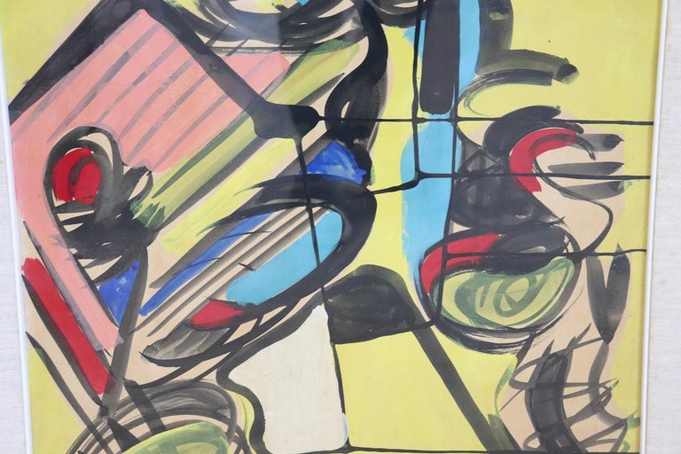 Italian Abstract Painting Acrylic on Cardboard, 1960s, Aldo Gentilini ...