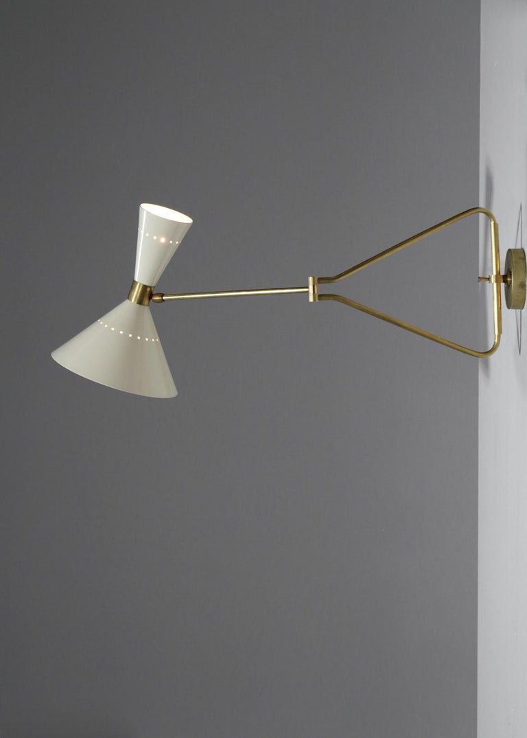 Italian Adjustable Wall Light "Perla" Beige Modern Brass For Sale at ...