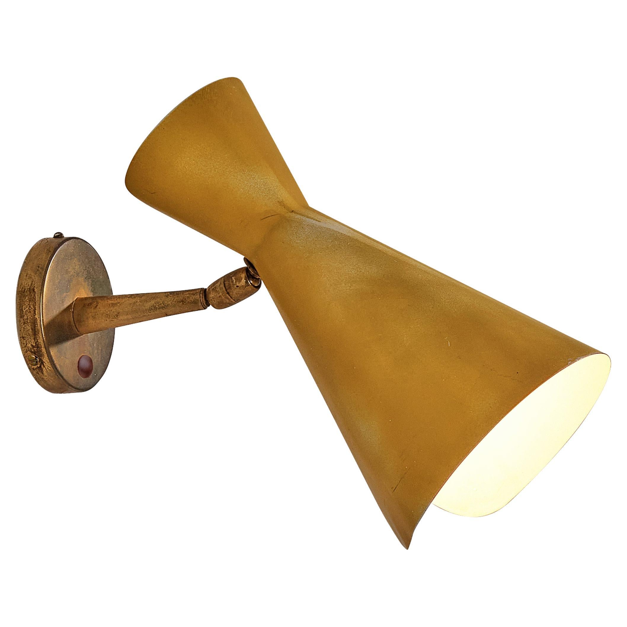Italian Adjustable Wall Light with Yellow Shade at 1stDibs