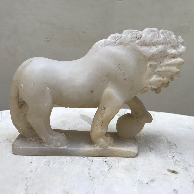 Italian Alabaster Medici Lion Statue at 1stDibs