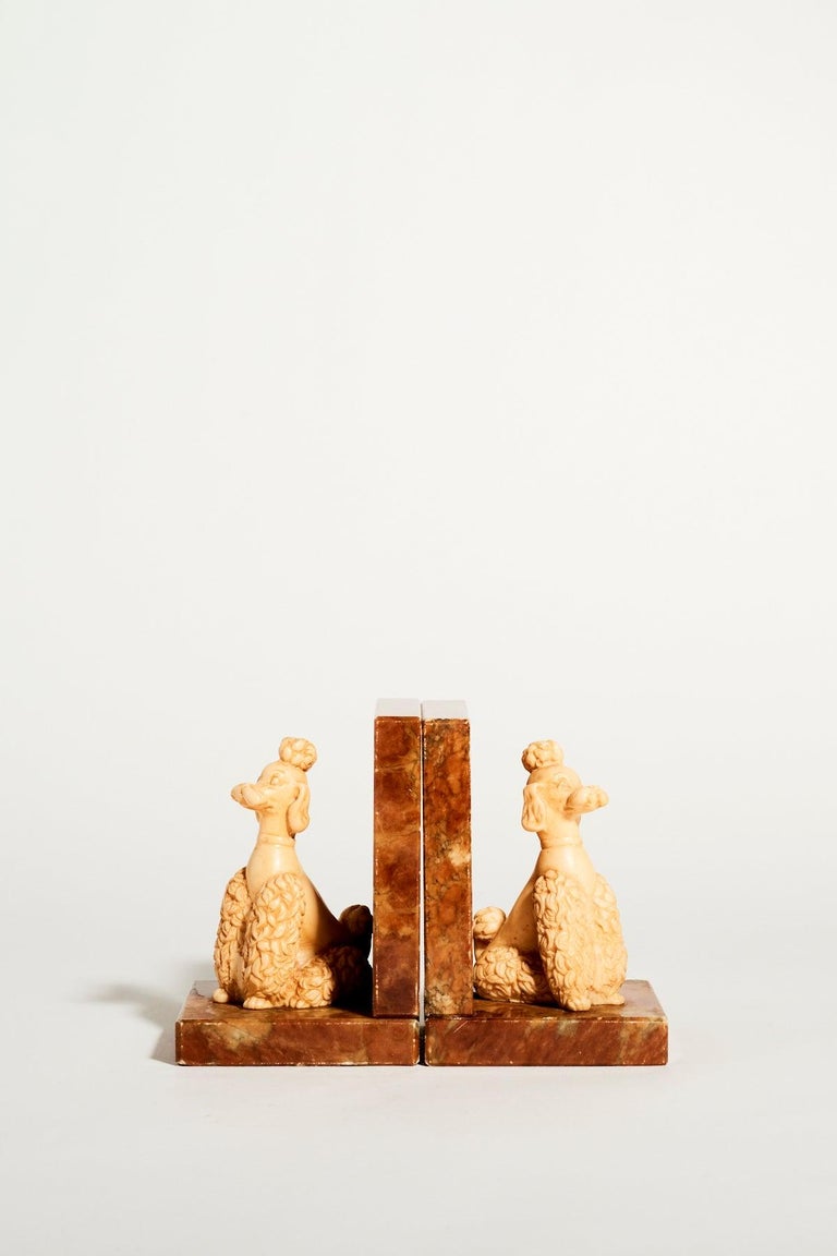 Italian Alabaster Poodle Bookends at 1stDibs