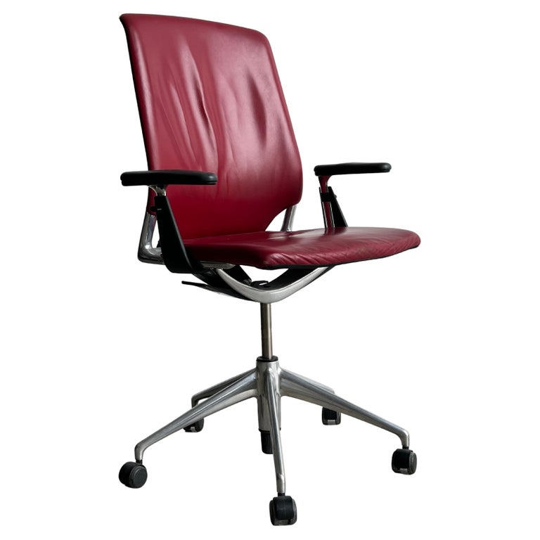 Italian Alberto Meda Office Chair for Vitra in Red Leather 1990 For ...