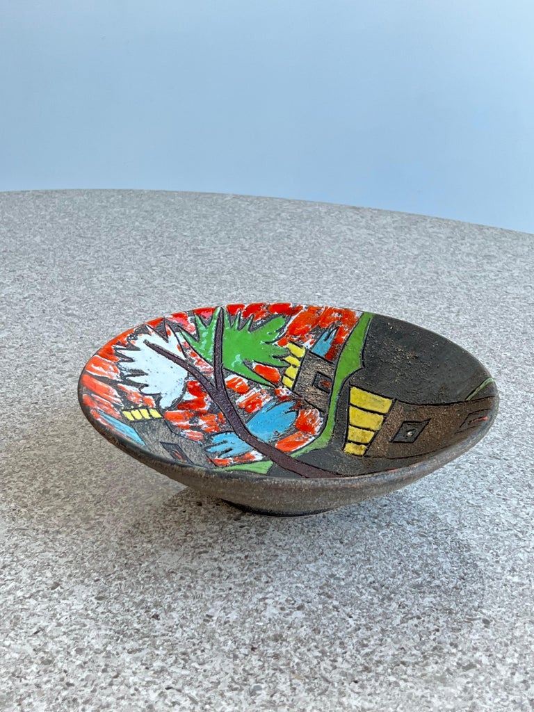 Italian Aldo Londi Ceramic Bowl For Sale at 1stDibs