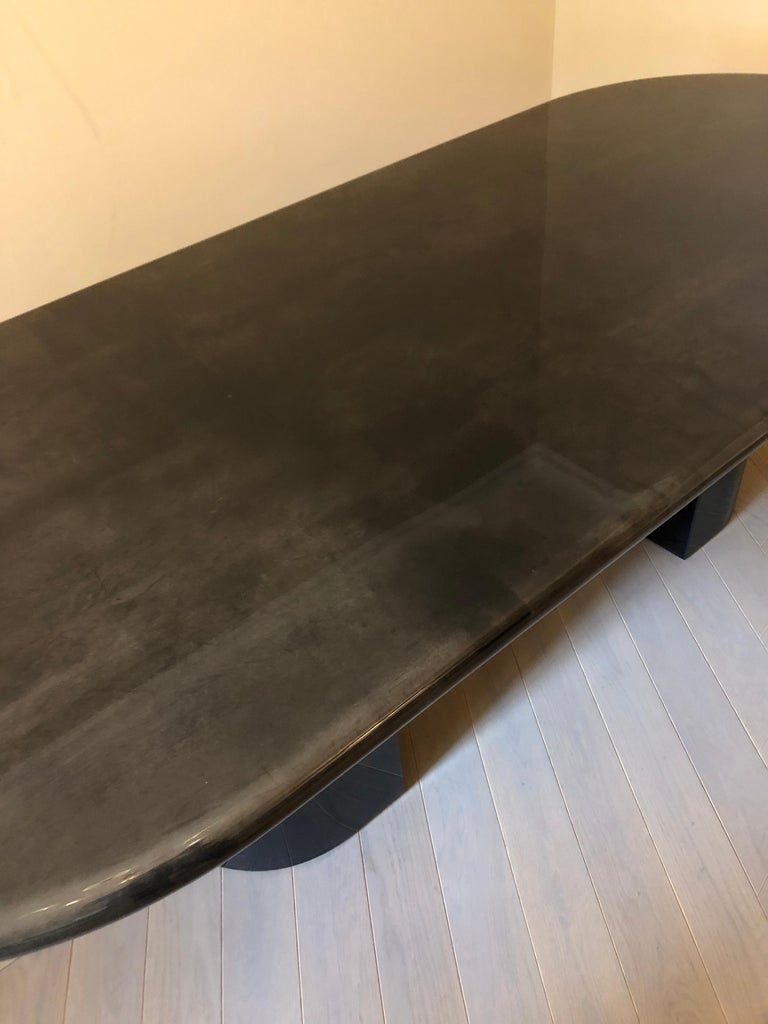 Italian Aldo Tura Goat Skin Oval Dining Table For Sale at 1stDibs