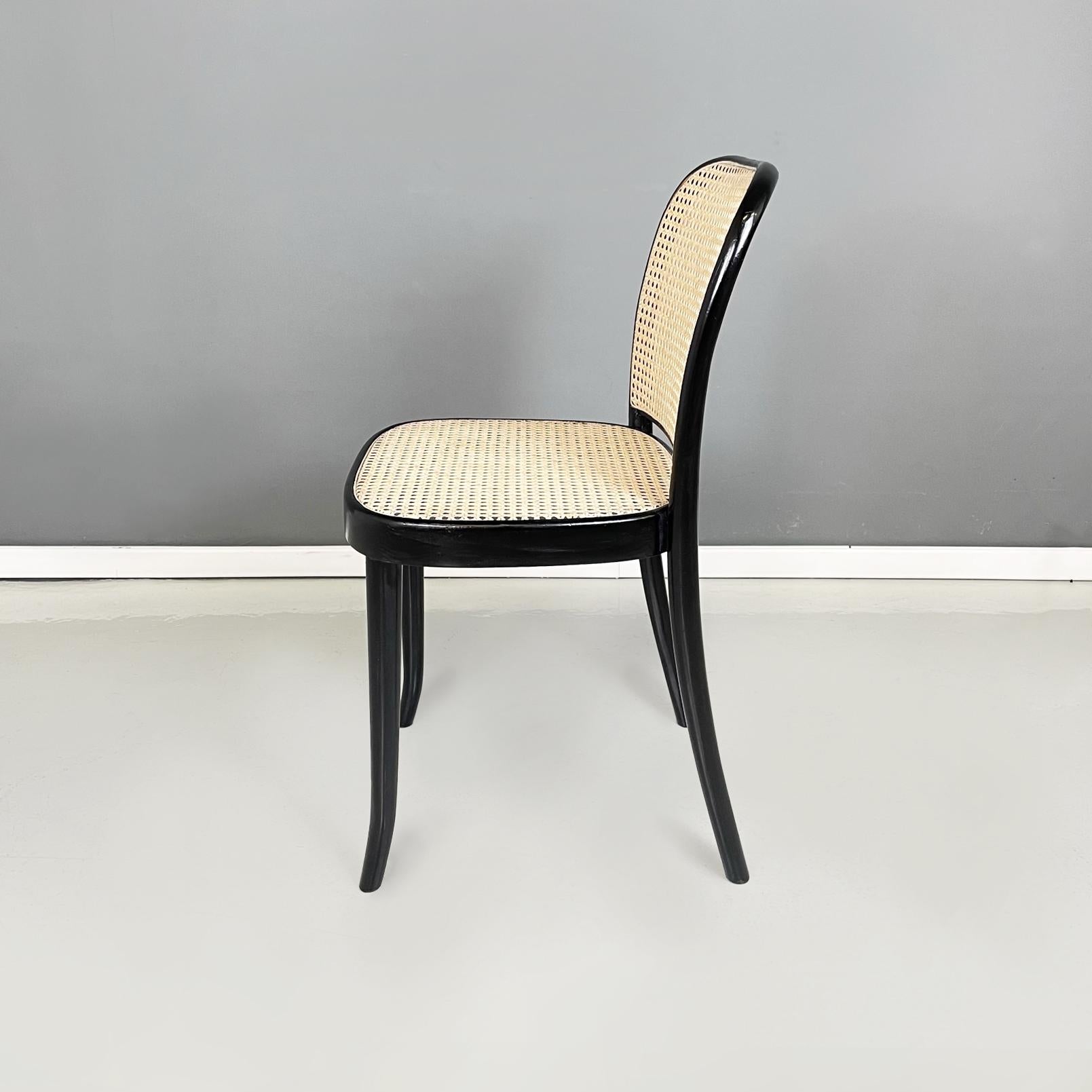 Italian antique Chairs in straw and black wood by Salvatore Leone early 1900s For Sale at 1stDibs