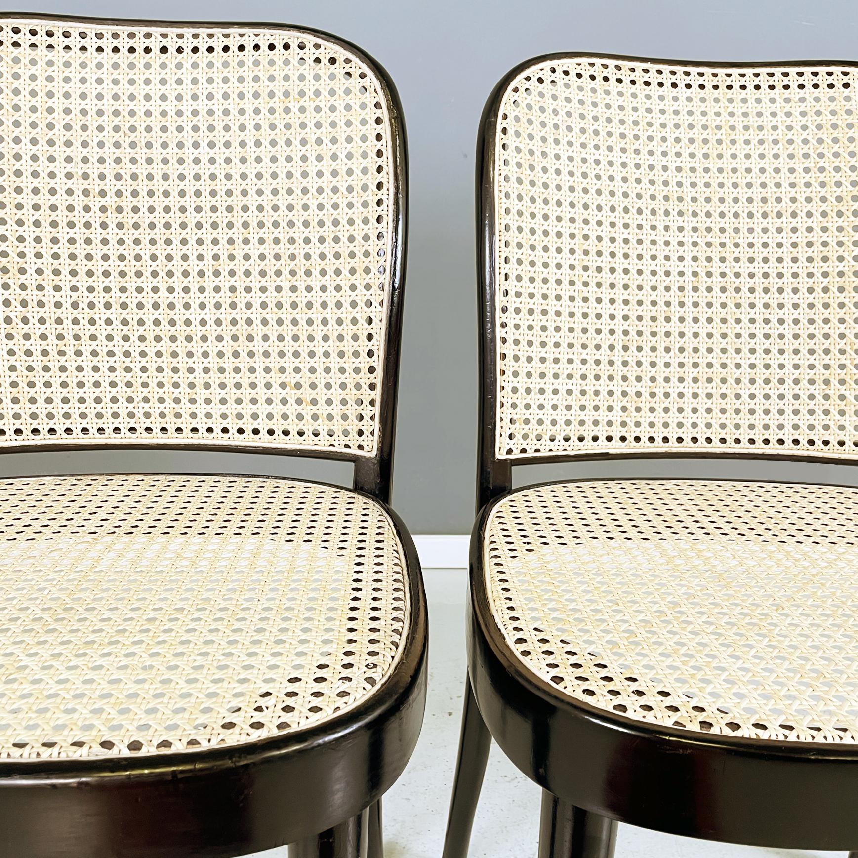 Italian antique Chairs in straw and black wood by Salvatore Leone early 1900s For Sale at 1stDibs