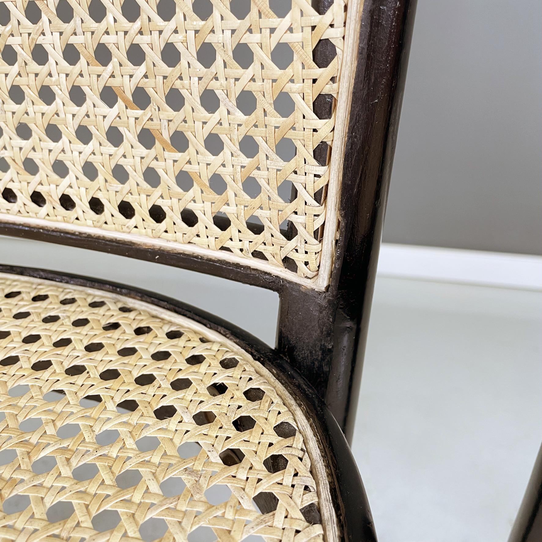 Italian antique Chairs in straw and black wood by Salvatore Leone early 1900s For Sale at 1stDibs