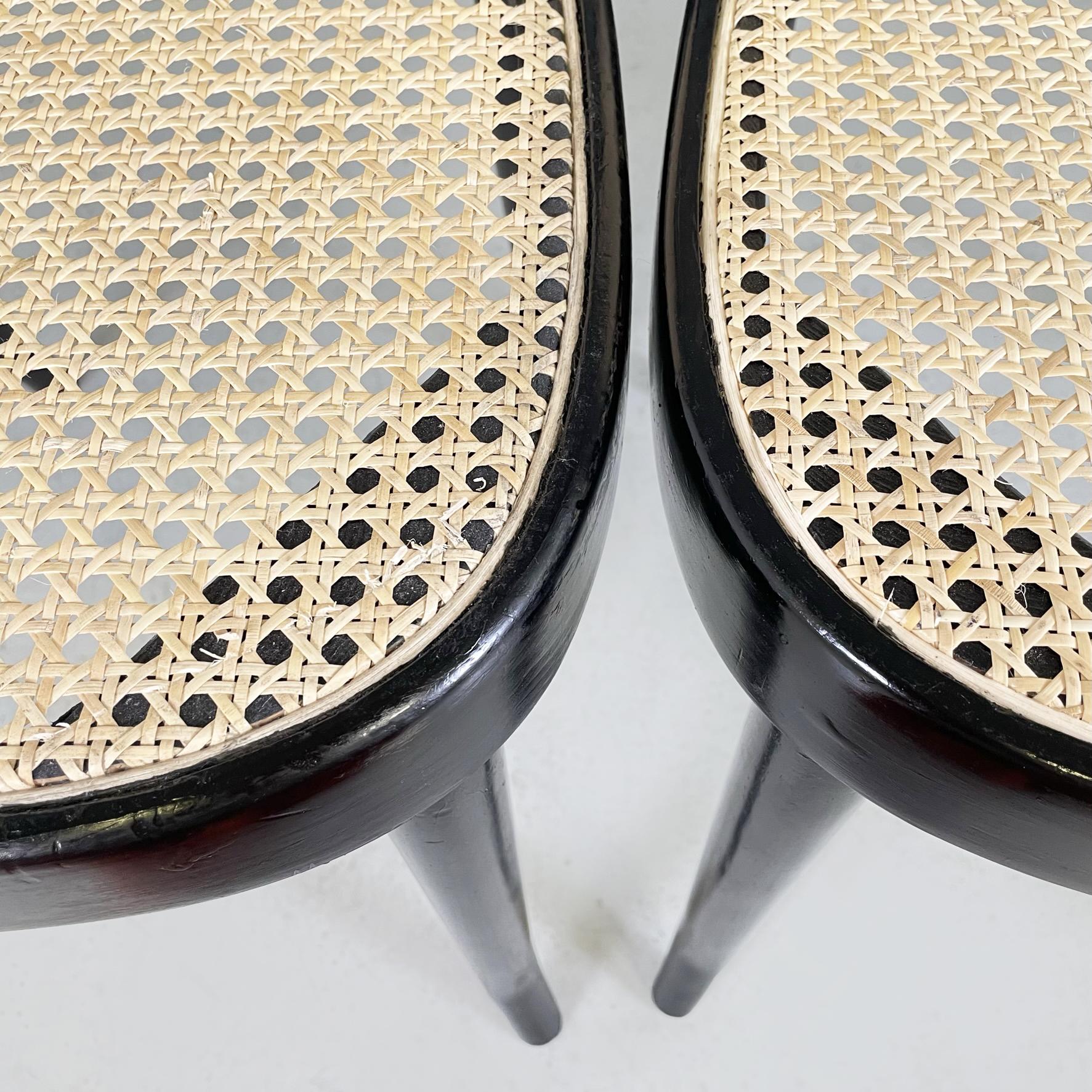 Italian antique Chairs in straw and black wood by Salvatore Leone early 1900s For Sale at 1stDibs