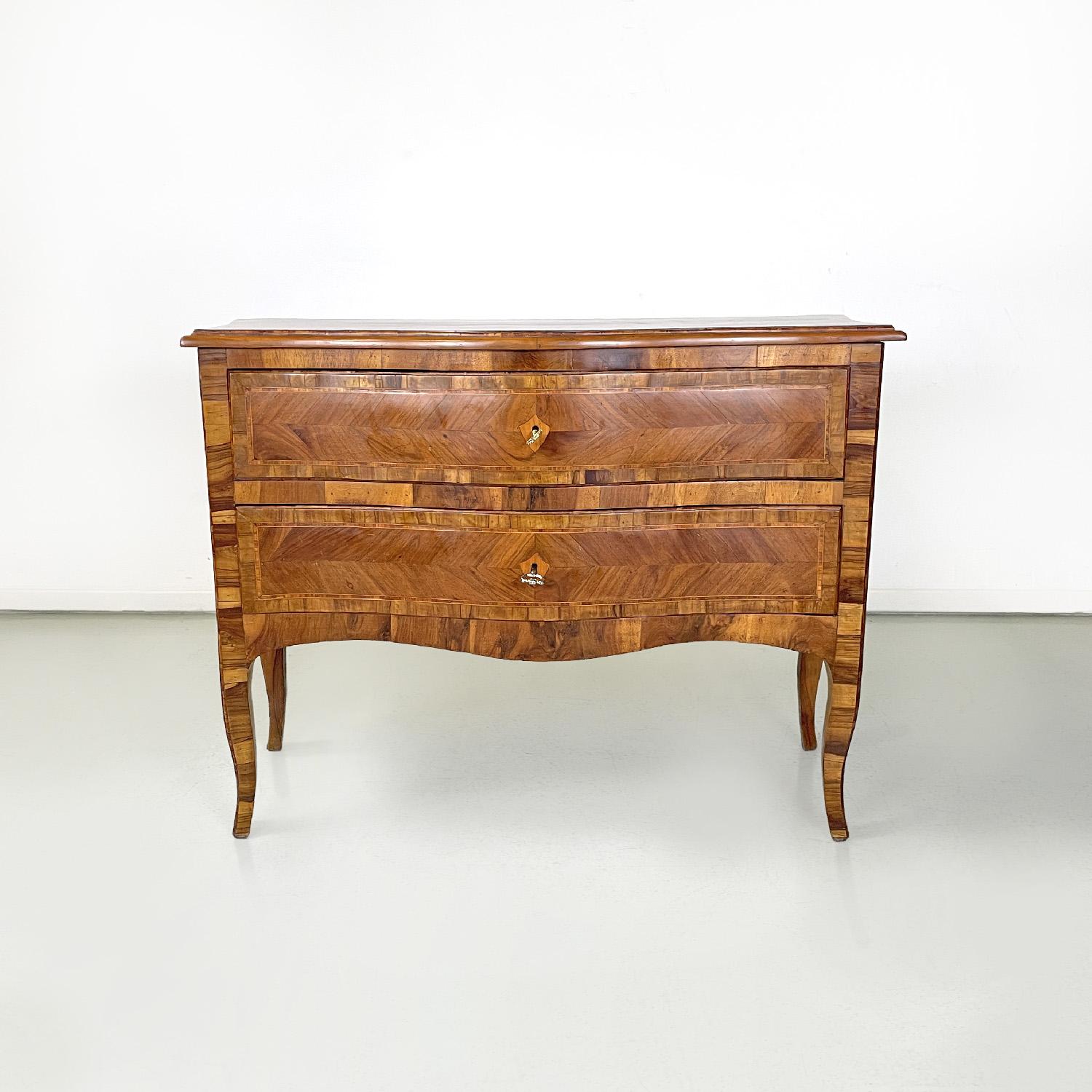 Italian antique chest of drawers in wood with two drawers and keys ...