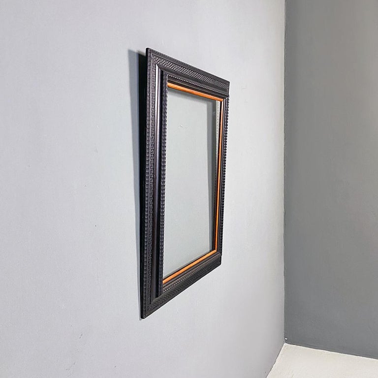 Italian Antique Dark Wood Frame with Guillochè Work and Internal Glass ...