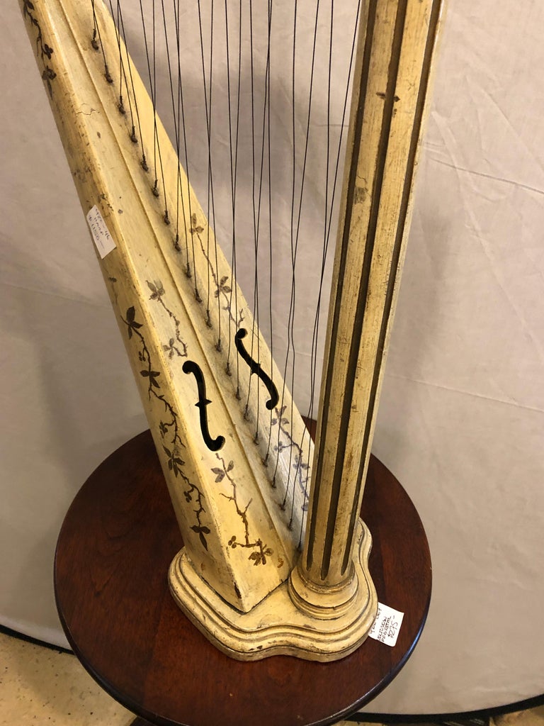 Italian Antique Double String Paint Decorated Table Harp at 1stDibs