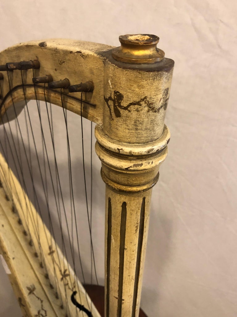 Italian Antique Double String Paint Decorated Table Harp at 1stDibs