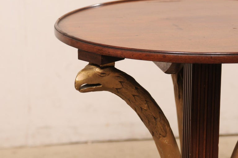 Italian Antique Gueridon Accent Table w/Carved and Gilt Eagles, Round ...